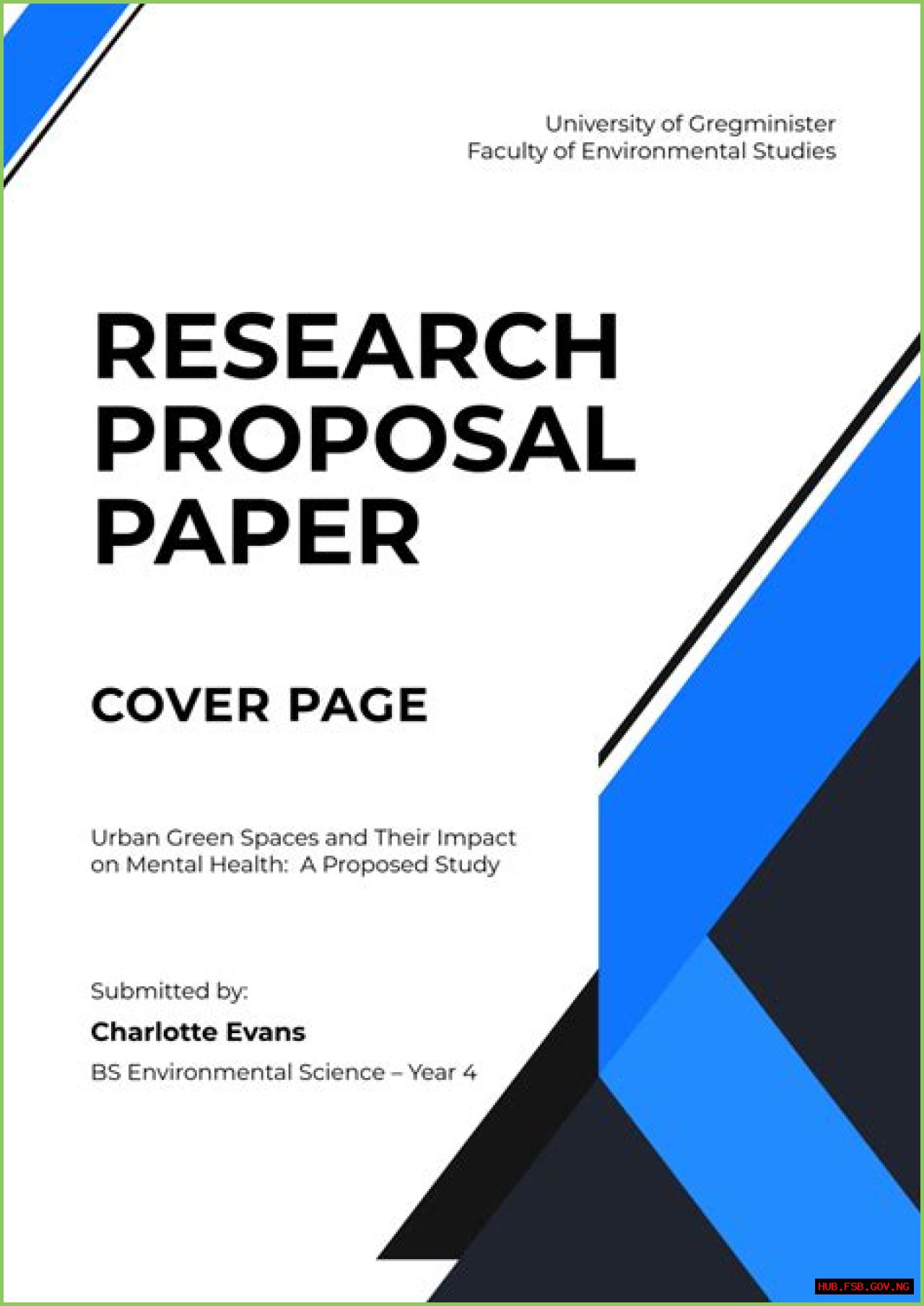 What is on the cover page of a research paper?